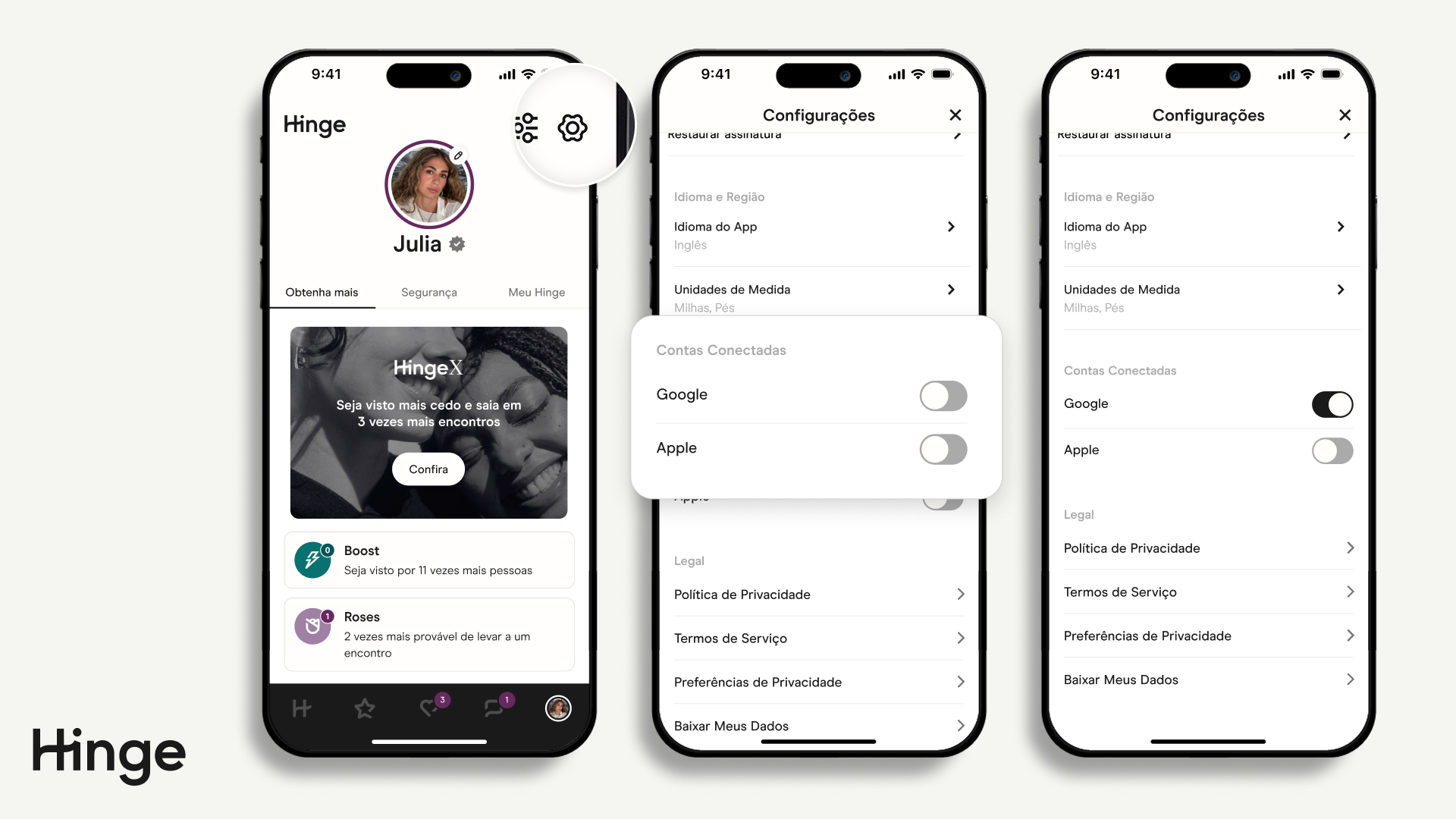Fazer login / Acesso – Hinge