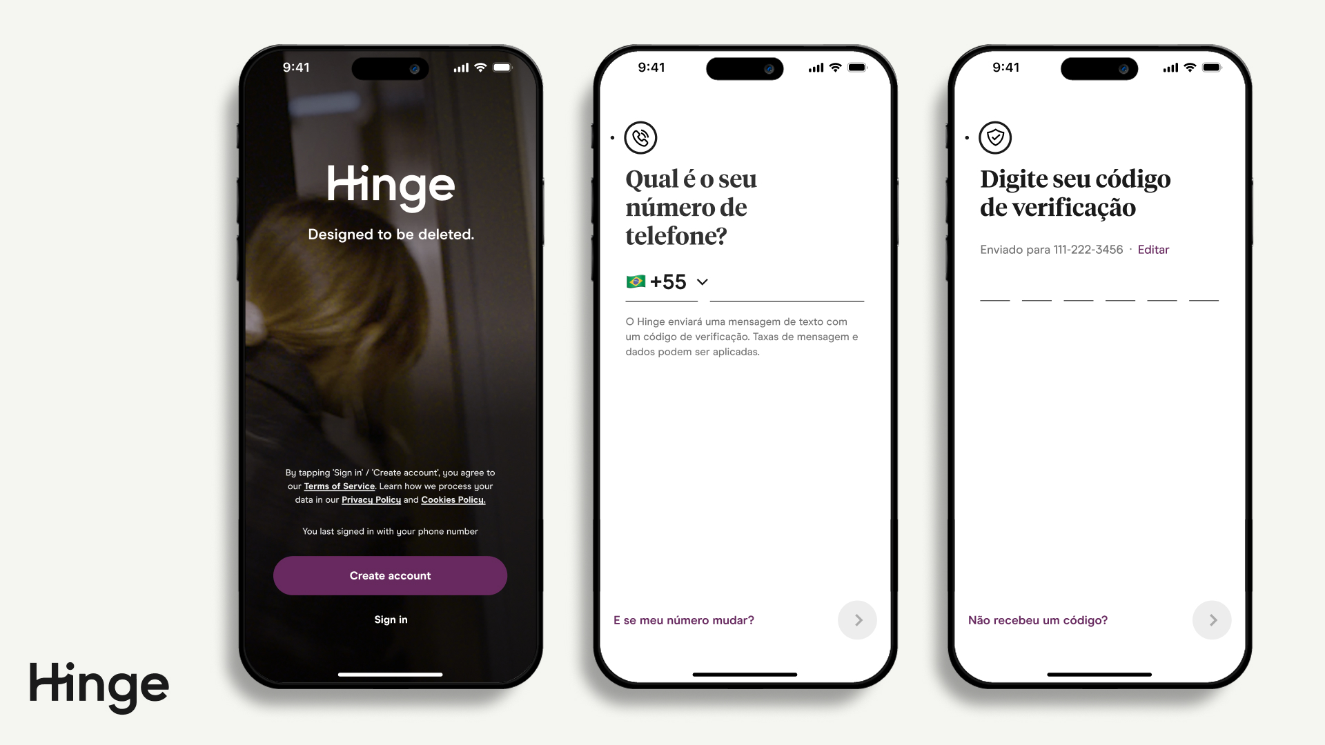 Fazer login / Acesso – Hinge
